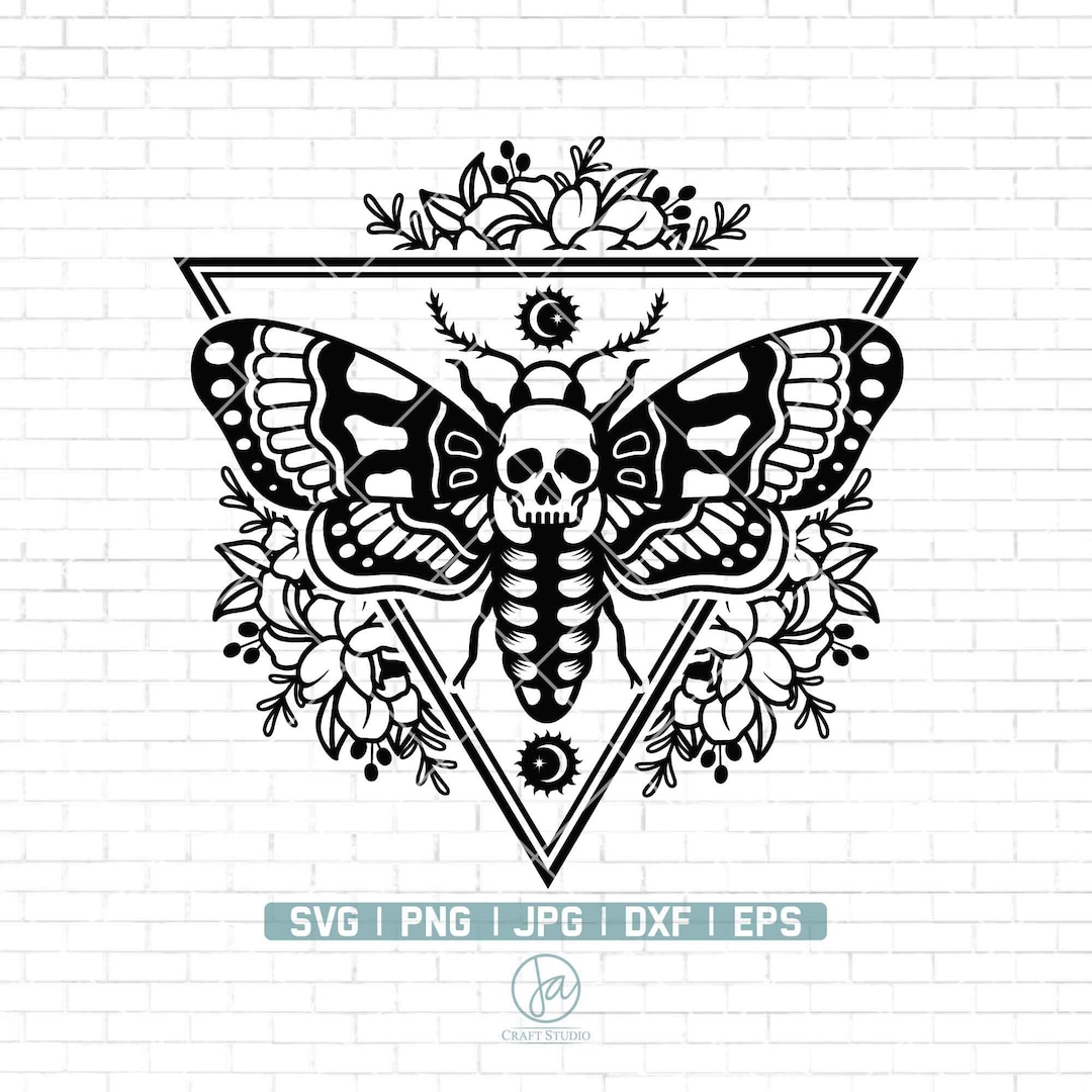 Death Head Moth Geo Floral SVG | Floral Moth Svg | Flower Moth Svg ...