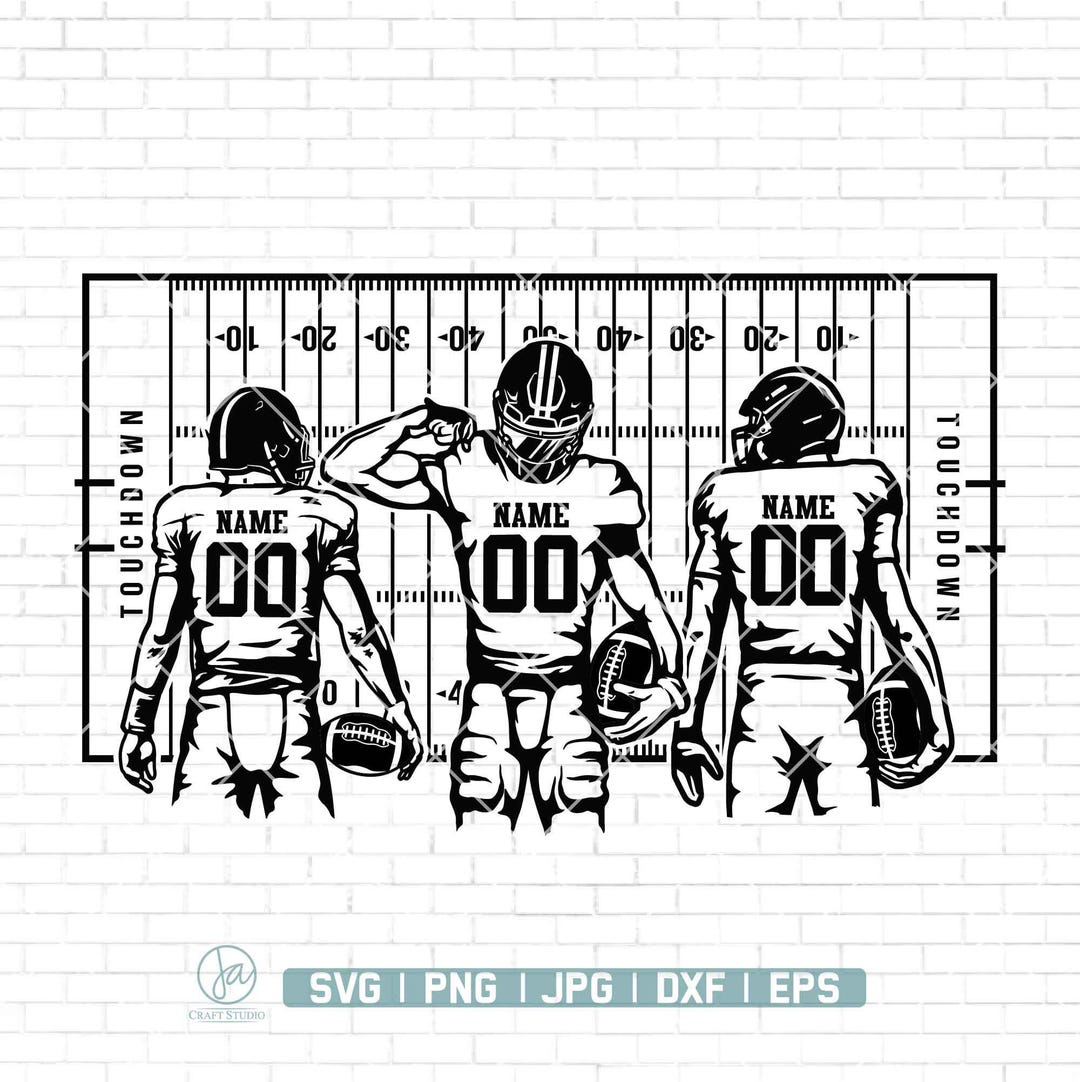 Three Football Players Svg | Personalized Name | Football Name Svg ...