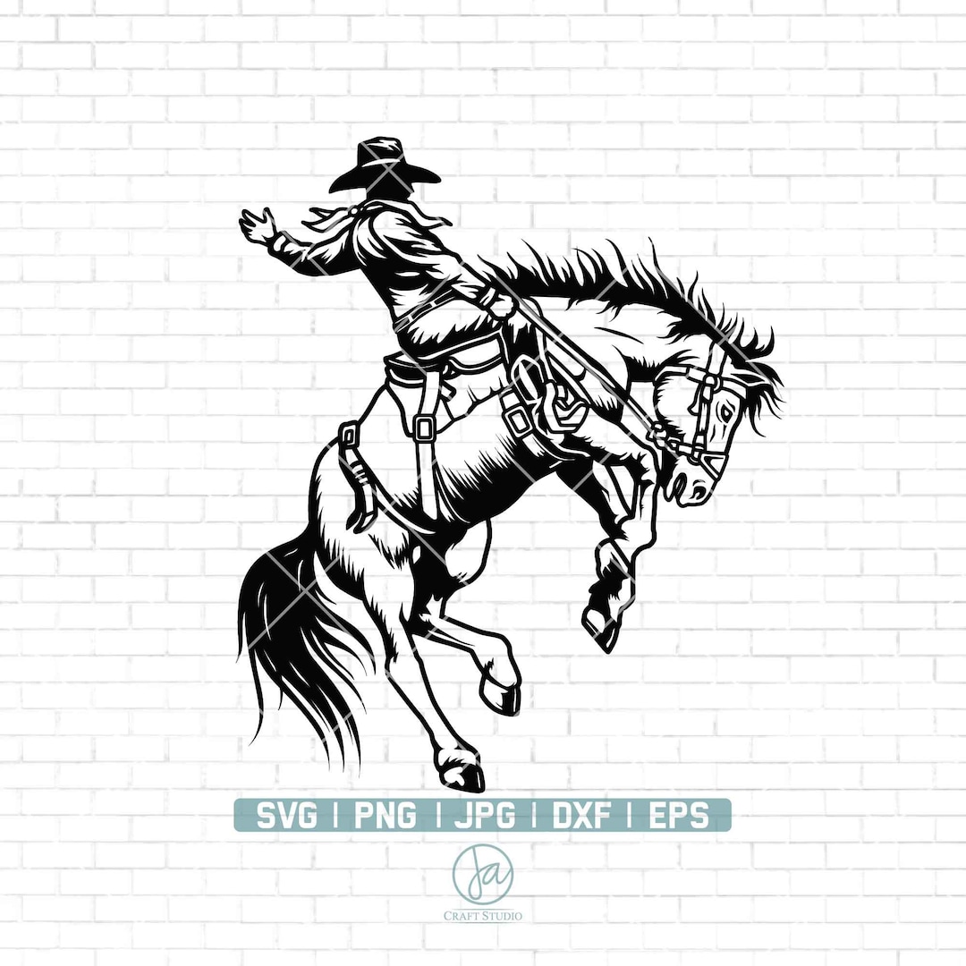 Rodeo Svg | Cowboy Svg | Western Cowboy Riding Horse Svg | Rodeo Cowboy ...