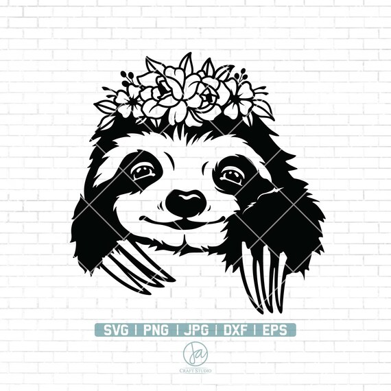 Floral Sloth Svg File Sloth Svg Baby Sloth Svg Flora - Etsy