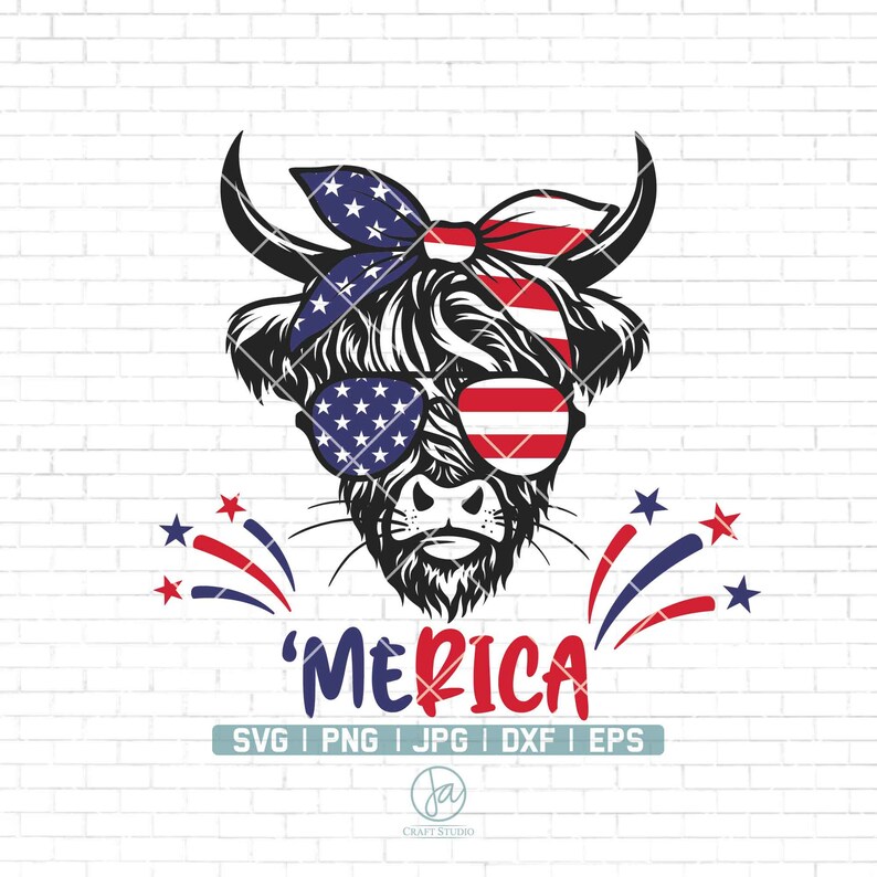 Highland Cow Svg 4th of July Svg American Flag Svg - Etsy Finland