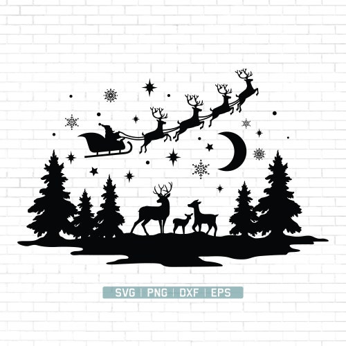Winter Scene Svg Cut File Christmas Deer Svg for Cricut - Etsy