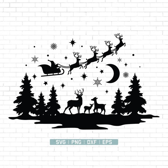 Winter Scene Svg File Christmas Scene Svg Santa Claus Svg - Etsy