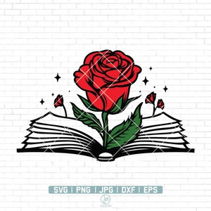 Book With Roses SVG, Floral Book Svg, Roses Svg, Book With Rose Flower ...