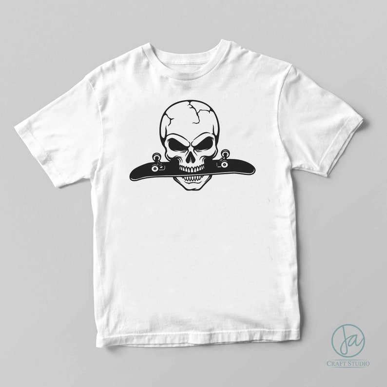 Skull Biting Skateboard Svg Skateboarder Skull Svg Skull - Etsy