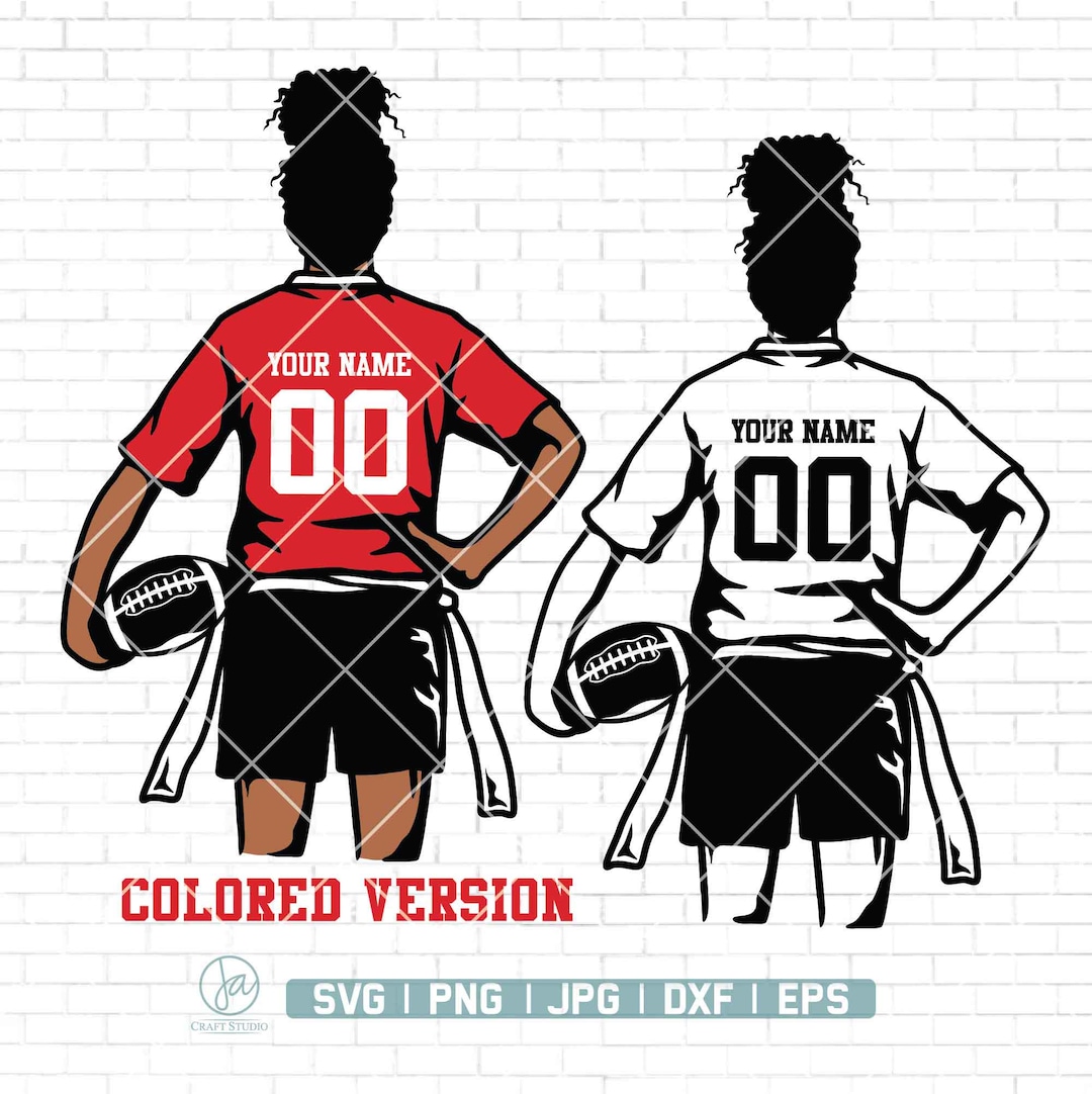 Flag Football Girl Svg | Personalized Name | Flag Football Player Svg ...