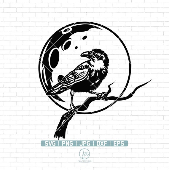 Clipart Of Crow And Moon