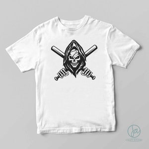 Baseball Skull With Crossed Bats Svg | Grim Reaper Svg | Softball Skull ...