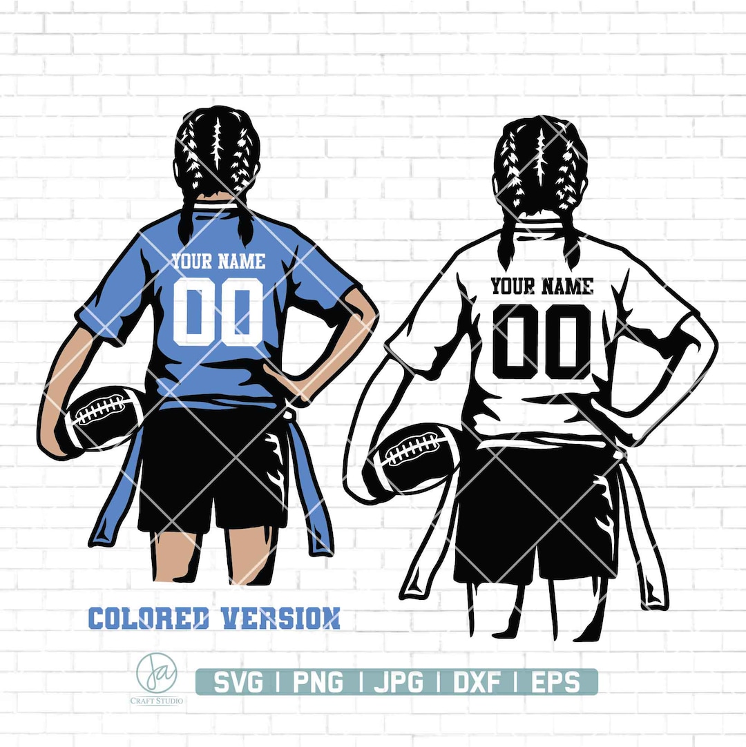 Flag Football Girl Svg | Personalized Name | Football Player Svg | Flag ...