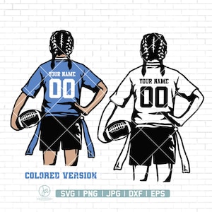 Flag Football Girl Svg | Personalized Name | Football Player Svg | Flag ...