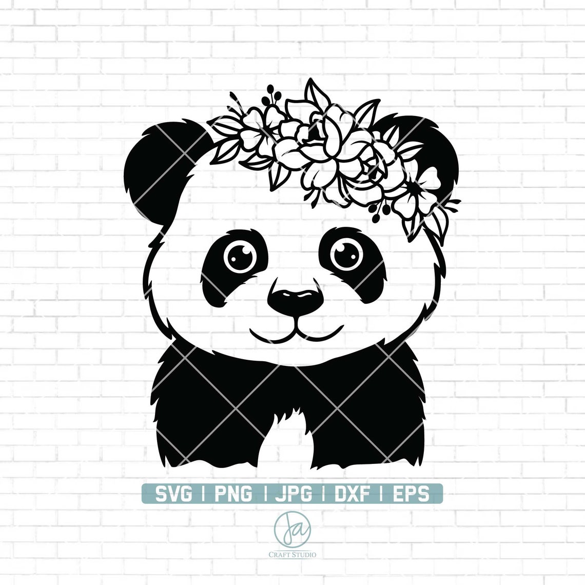 Floral Panda Svg | Panda Svg | Cute Animal Svg | Cute Baby Panda Svg ...