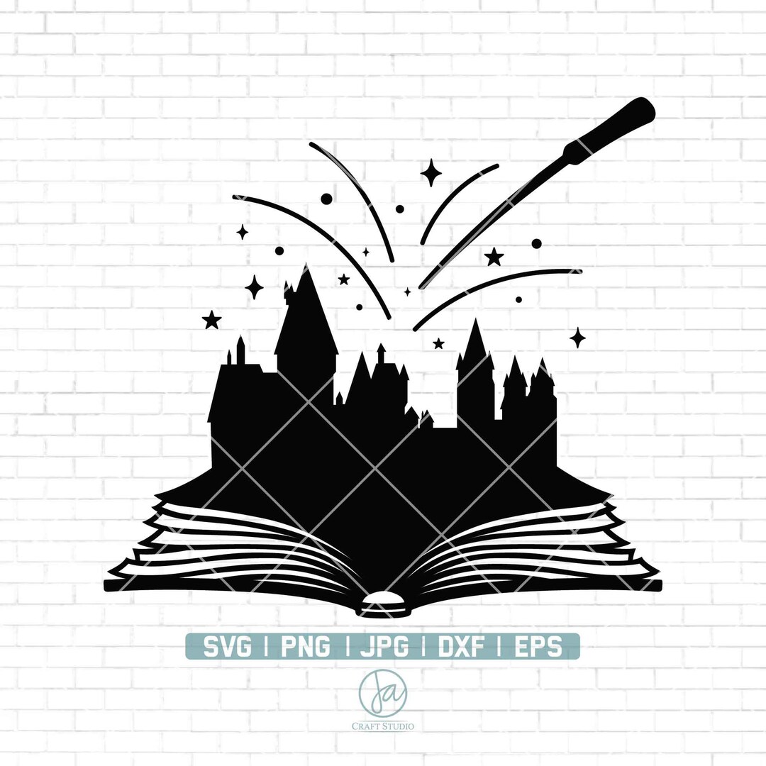 Wizard Book Svg | Magic Wand Svg | Magic Book Svg | Castle Skyline Svg ...