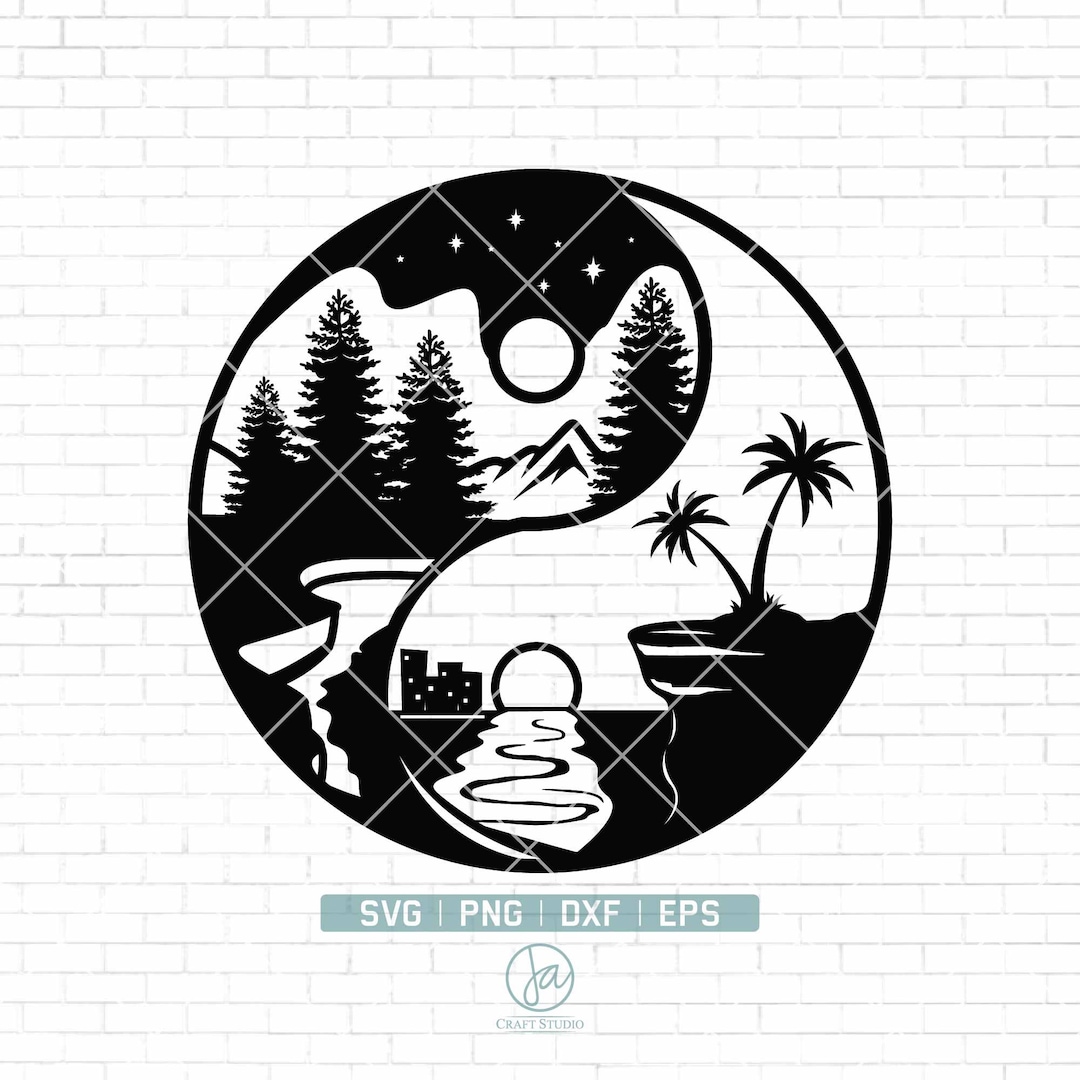 Beach and Mountain Svg | Yin Yang Svg | Summer Beach Svg | Summer Shirt ...