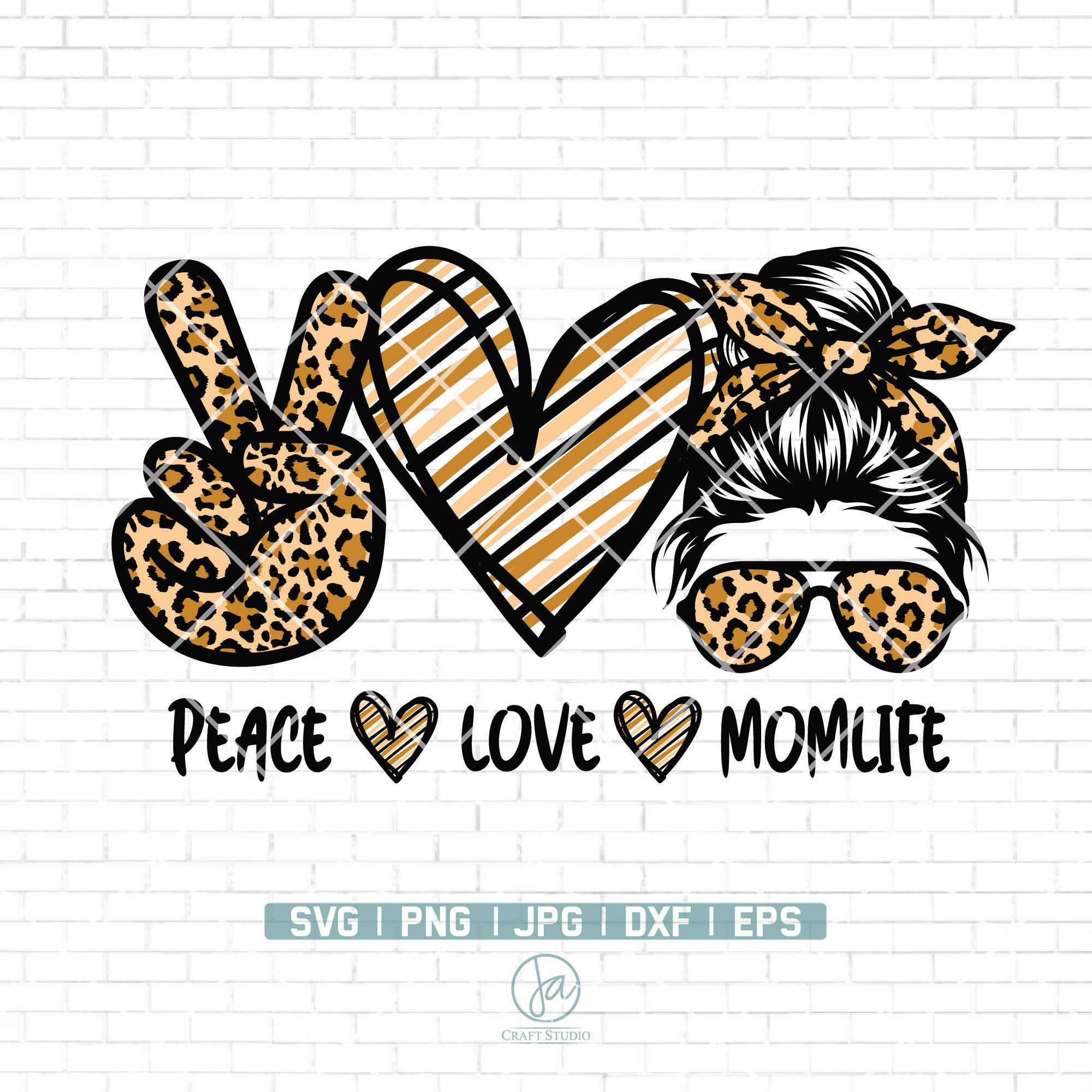 Peace Love Momlife Svg File | Mom Life Svg | #momlife Svg | Leopard ...