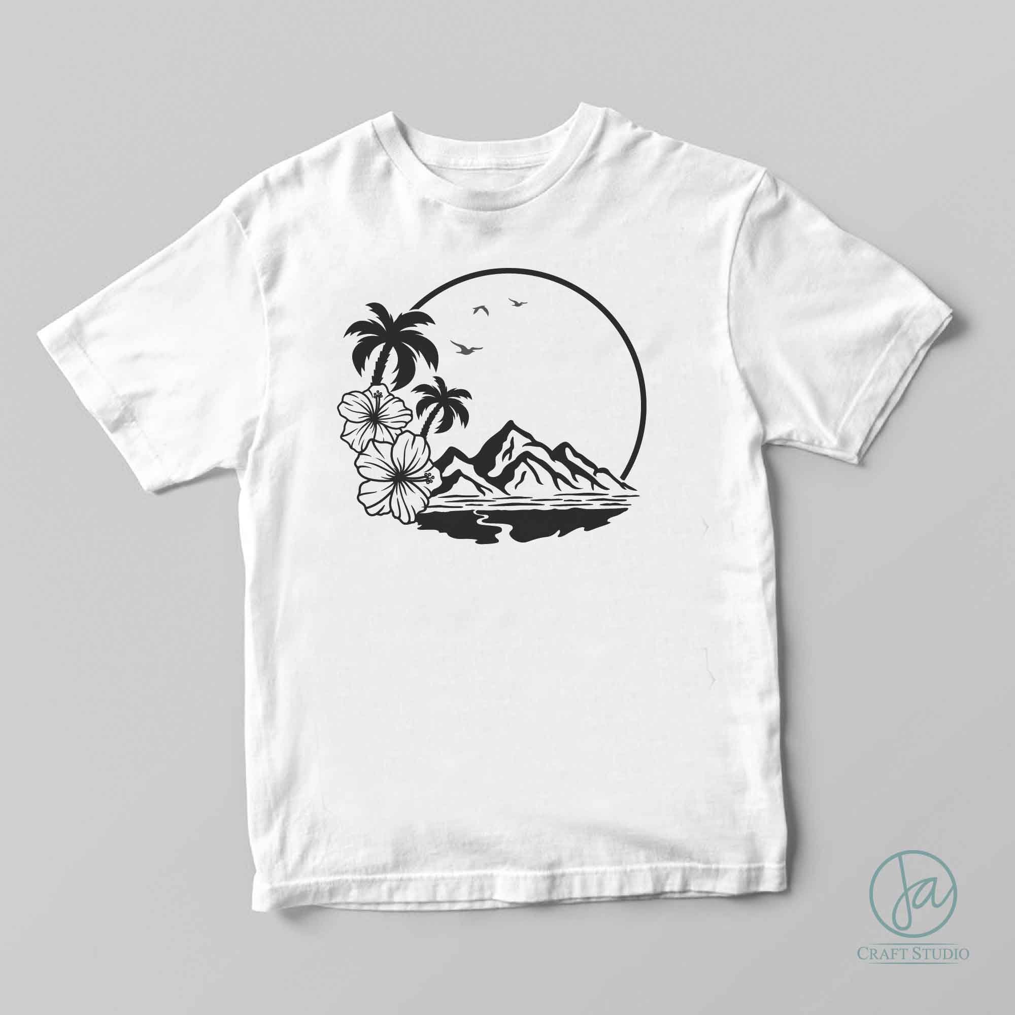 Hawaiian Flower Scene SVG | Beach Svg | Palm Tree Svg | Hawaii Svg ...