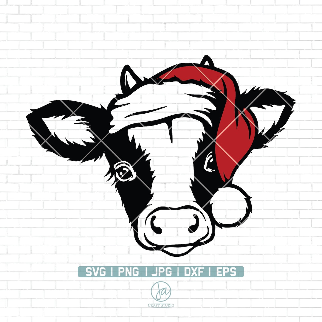Cow Santa Hat SVG | Cute Cow Svg | Baby Cow Svg | Santa Svg | Animal ...