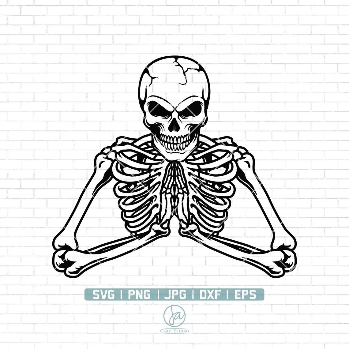 Praying Skeleton SVG | Gothic SVG | Skeleton Praying Svg | Skeleton ...