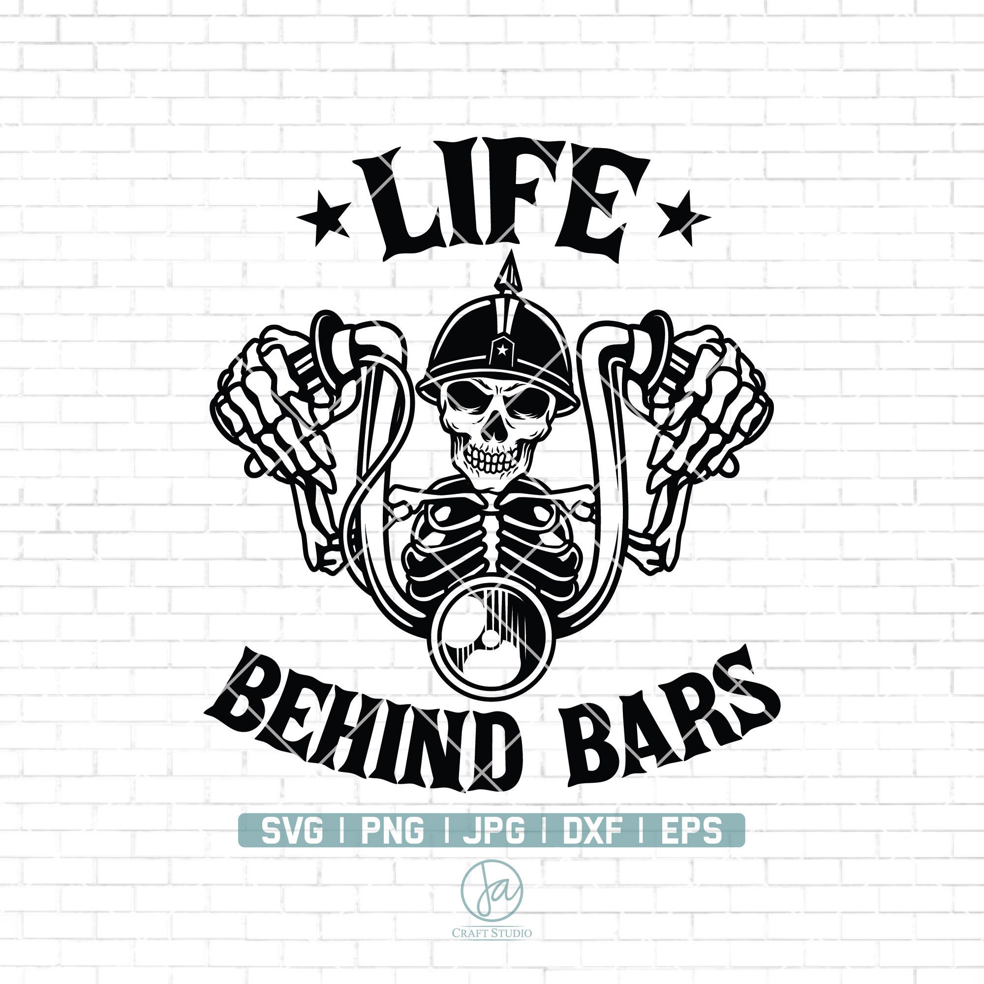Skeleton Life Behind Bars SVG / Skeleton Drive Motorcycle SVG / Biker ...