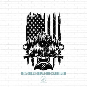 US Rider Svg | Riding Motorcycle Svg | Biker Mountain Svg | Mountain ...