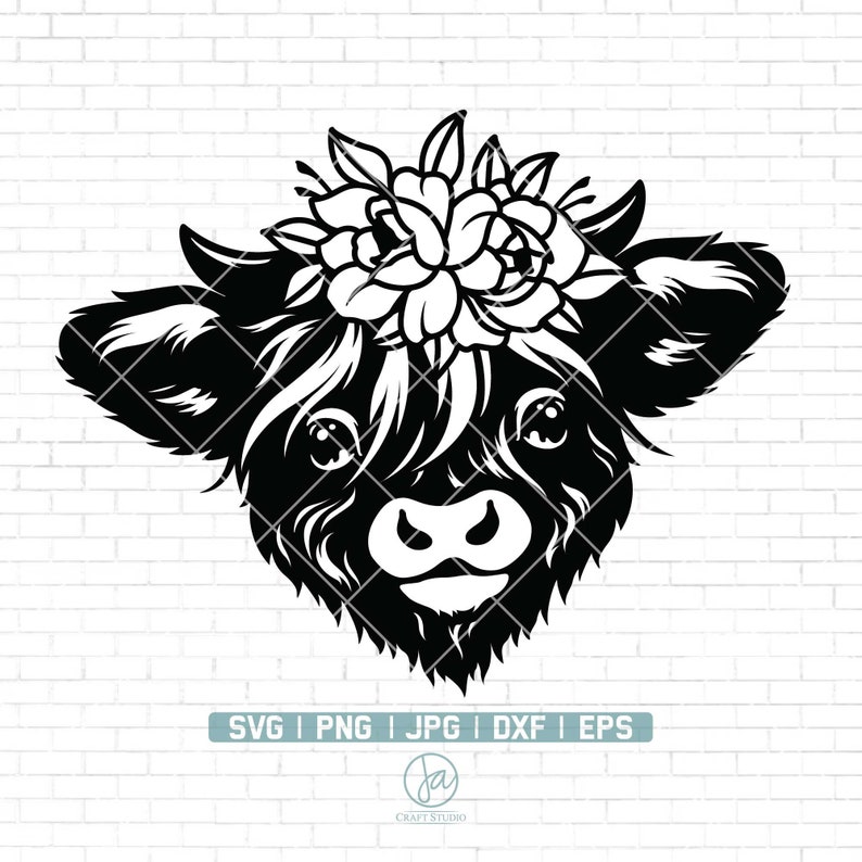 Highland Cow Svg | Baby Highland Cow Svg | Cow With Flower Crown SVG ...