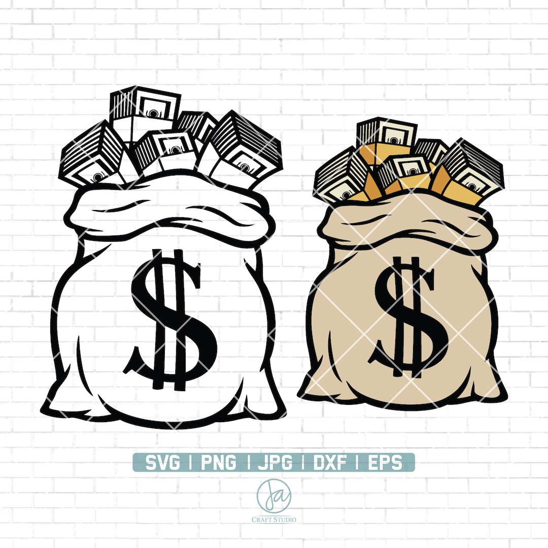 Money Bag SVG | Money Bag With Dollar Sign | Money Bag Clipart | Cash ...
