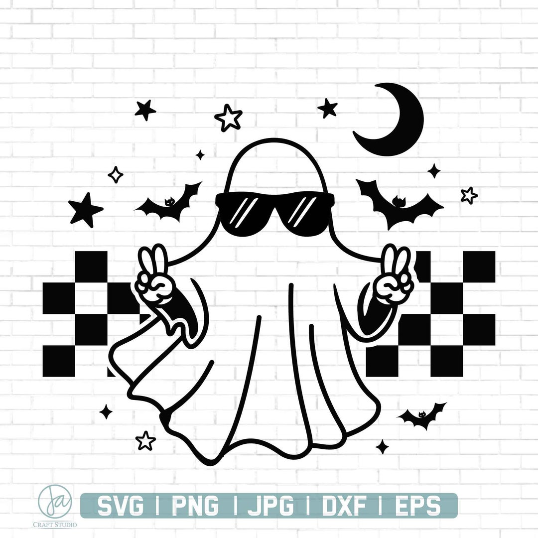 Cool Ghost SVG | Halloween Svg | Checker Background Svg | Happy ...