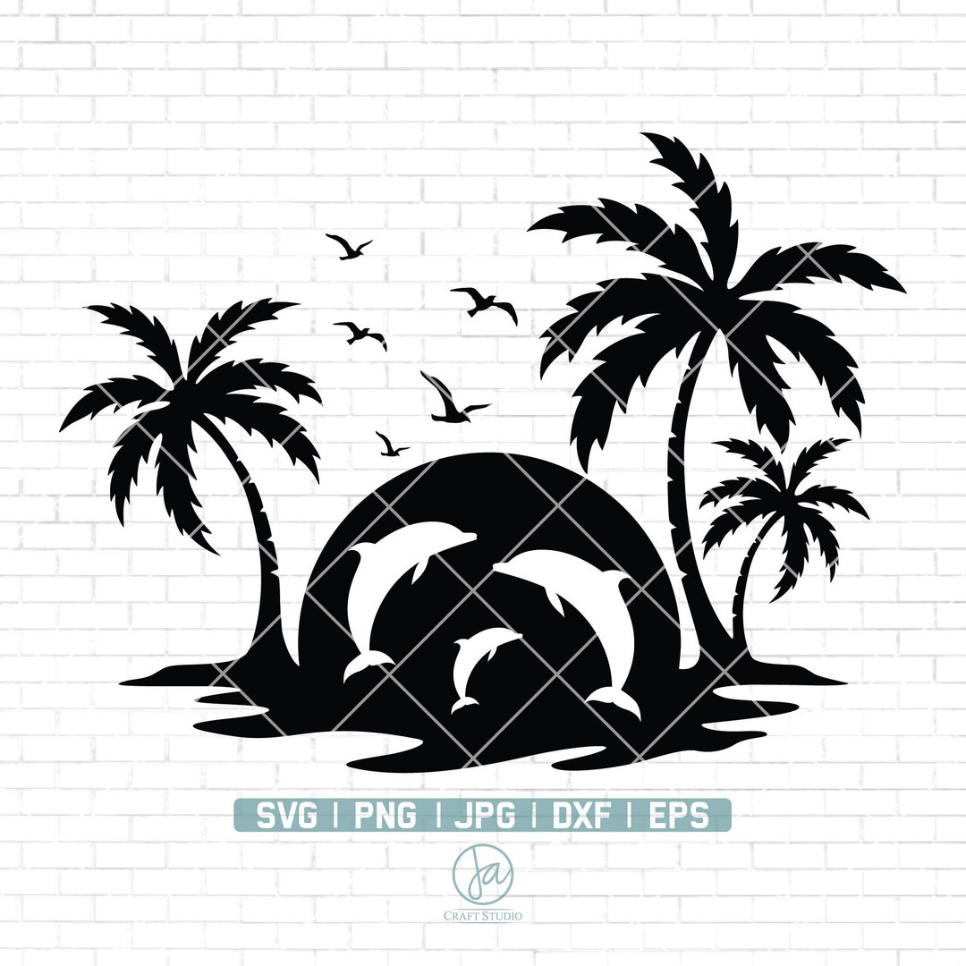 Beach and Dolphin Scene SVG File | Dolphin Svg | Beach Life Svg ...