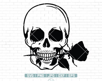 Skull Biting Rose Svg - Etsy