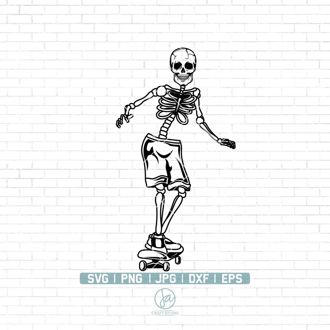 Skeleton Skateboarding SVG | Death Skull Skateboard Skater Skate Ride ...