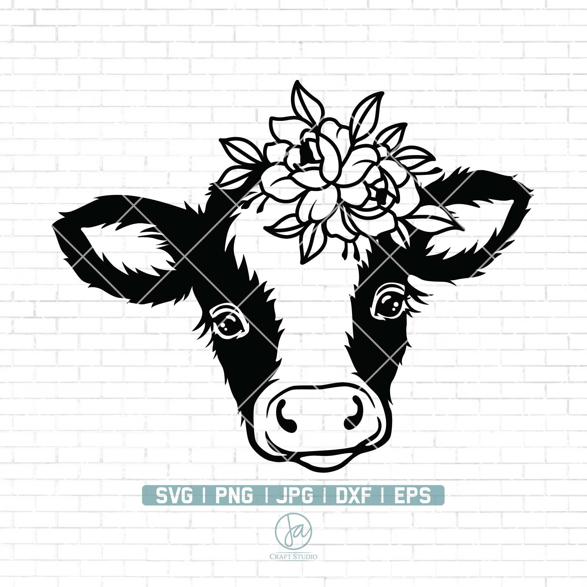 Floral Cow Svg | Cute Cow Svg | Floral Animal Svg | Floral Farm Animal ...