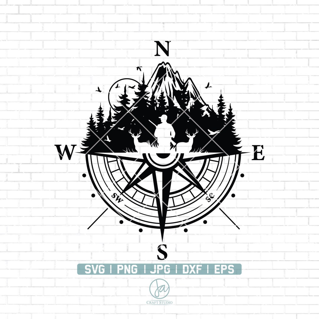 Deer Hunter Svg File | Deer Antler Svg | Compass Svg | Deer Hunting Svg ...