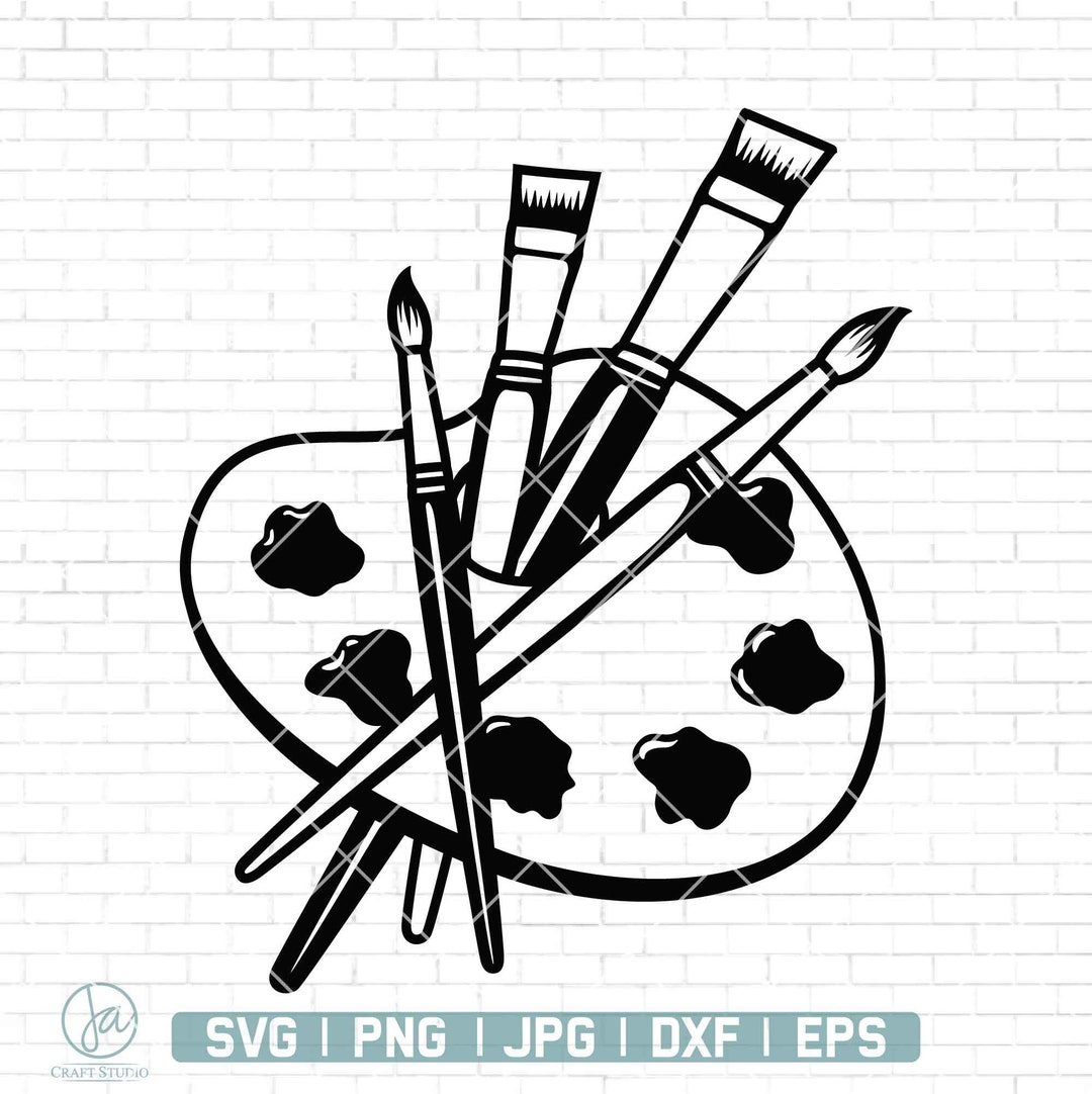 Art Painter Paintbrush SVG | Artist Clip Art Cut File | Paint Palette ...