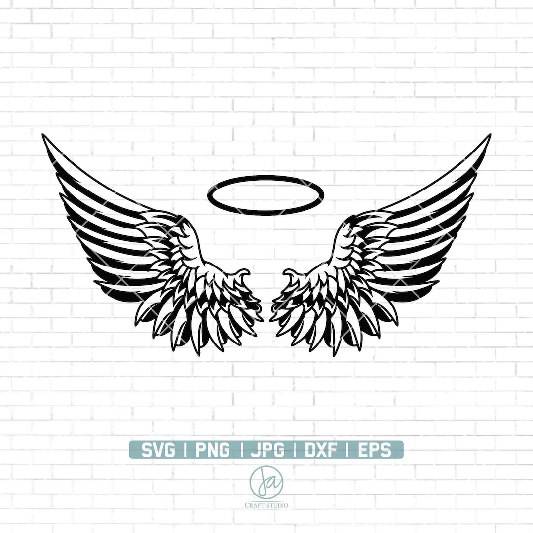 Angel Wings Svg | Angel Svg | Memorial Svg | Halo Svg | Heaven Svg ...