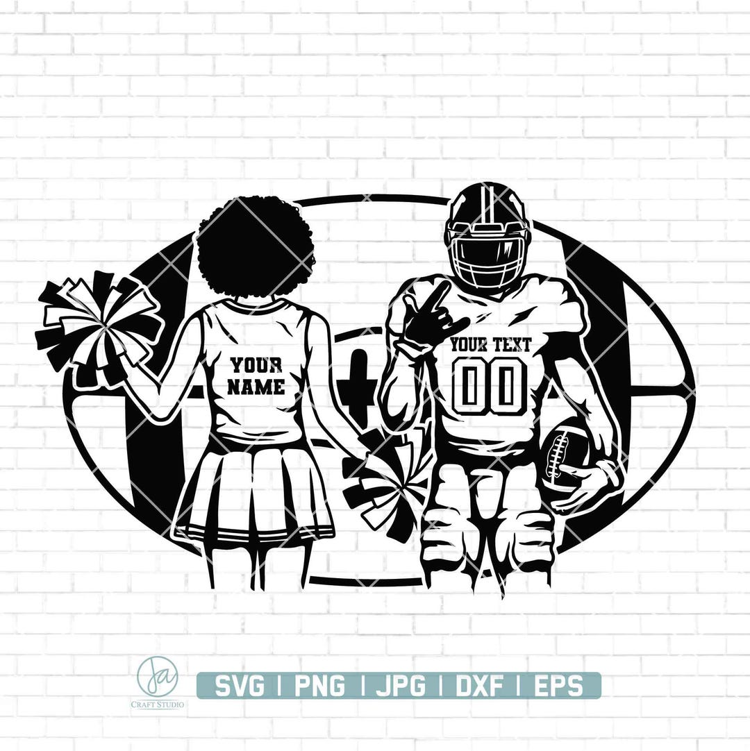 Football Player Svg | Afro Cheerleader Svg | Football Name Svg | Cheer ...