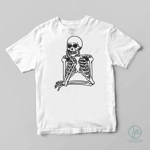 Bored Skeleton Svg | Funny Gothic Decal T-shirt Graphics | Skeleton Svg ...