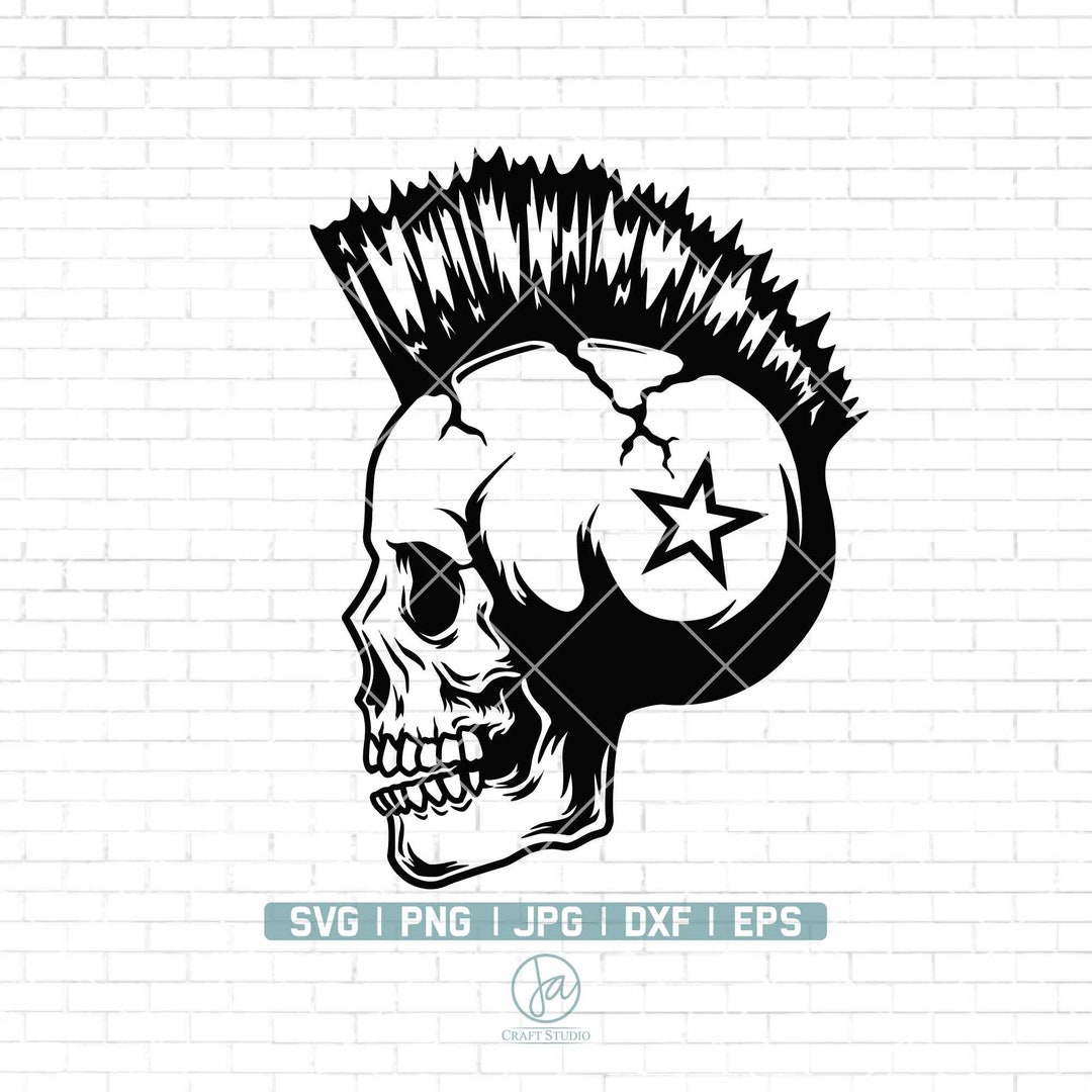 Mohawk Skull SVG | Punk Rock SVG | Skull Svg | Skeleton SVG | Goons ...