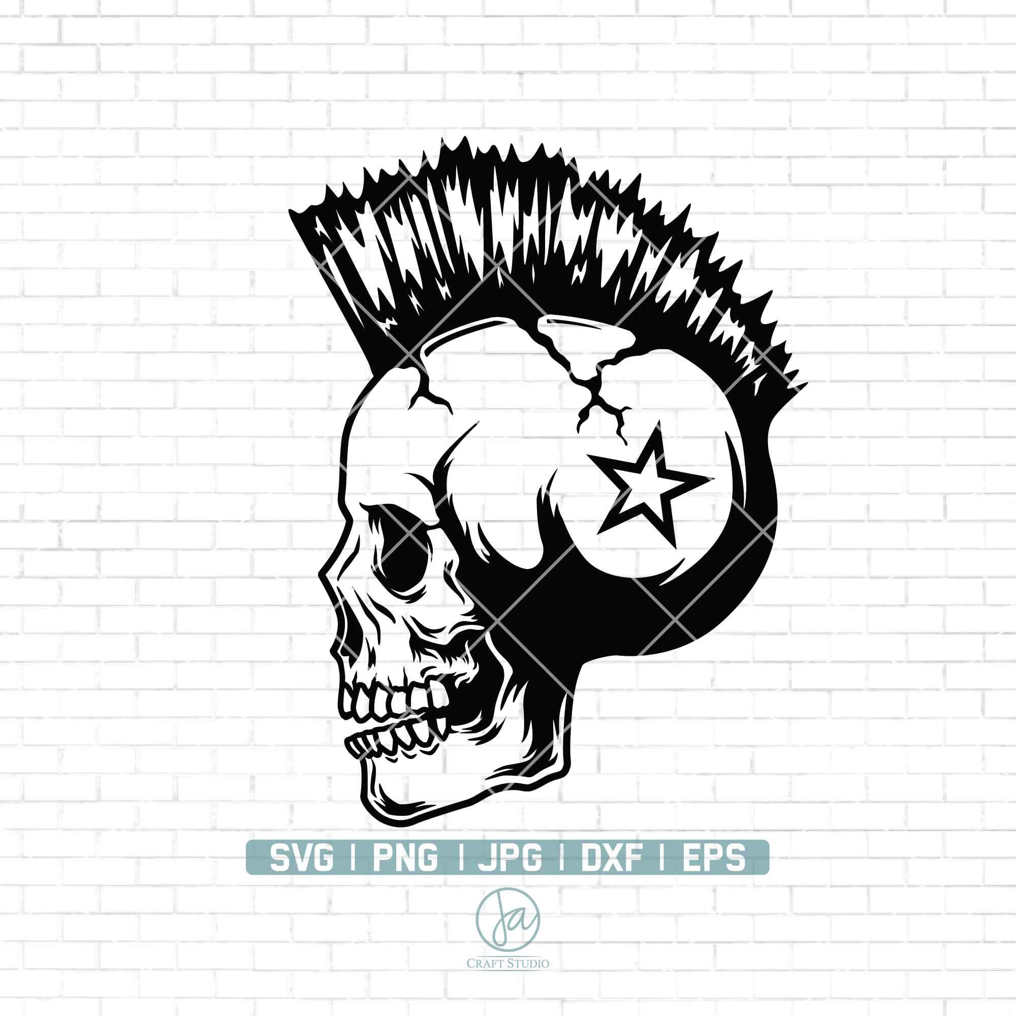 Mohawk Skull SVG Punk Rock SVG Skull Svg Skeleton SVG - Etsy Israel