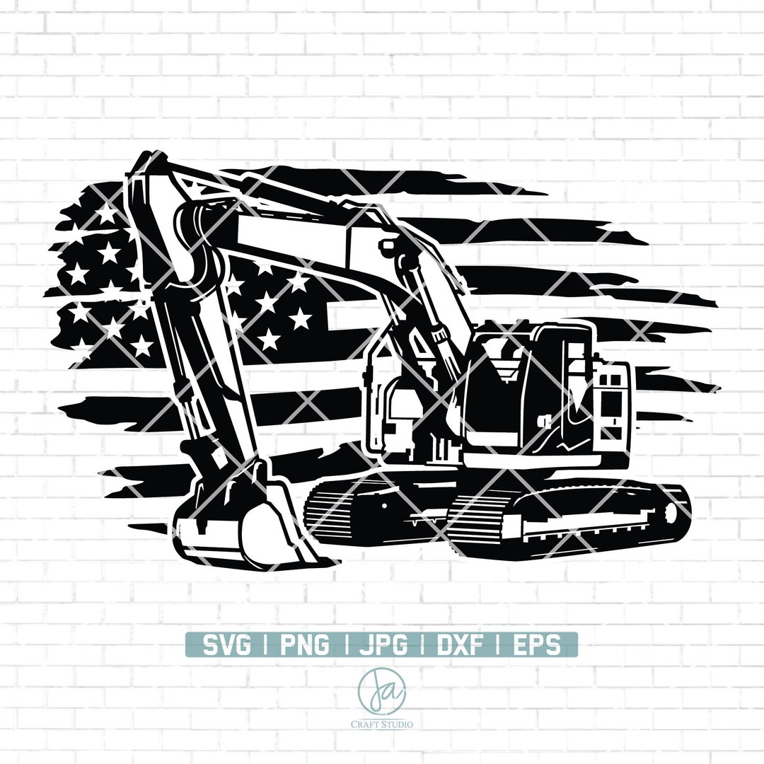 Us Excavator Svg | Excavator Clipart | Heavy Equipment Svg | Pipeliner ...