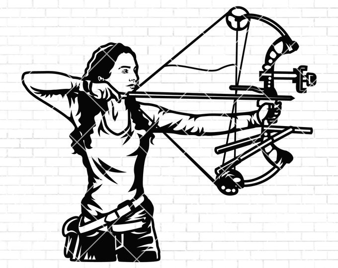 Female Bow Hunter SVG, JPG, PNG Files for Vinyl Decal or Art Project ...