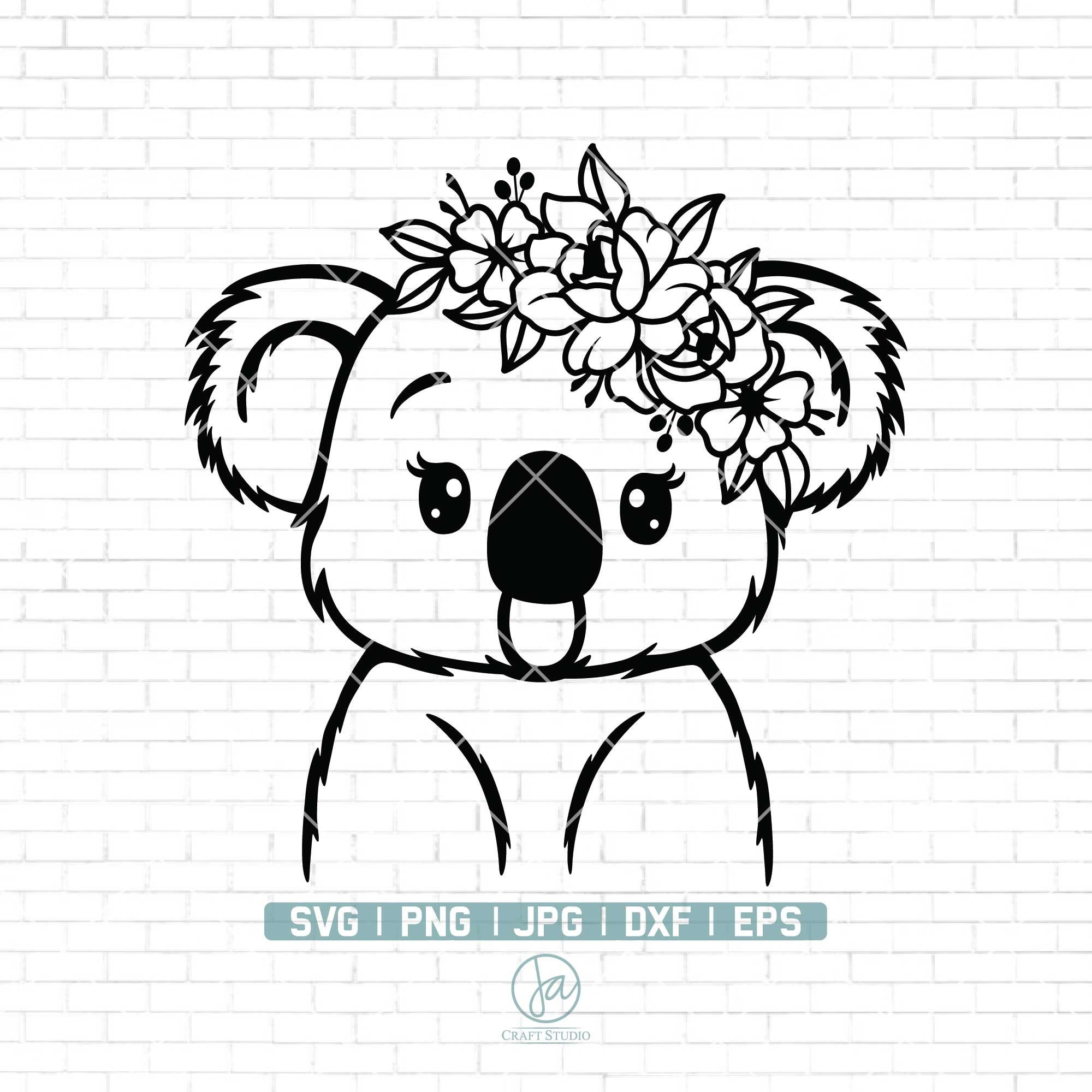 Koala SVG File Cute Koala With Flowers on Head Koala Cut | Etsy Australia
