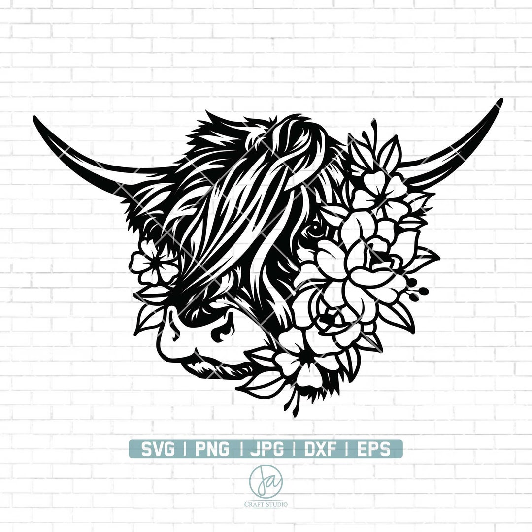 Highland Cow Svg | Highland Heifer Svg | Cow With Flower Crown SVG ...