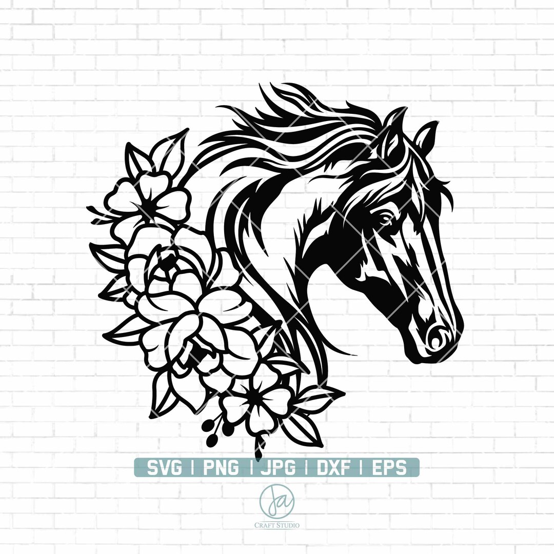 Floral Horse Svg | Horse Svg | Rustic Svg | Animal Silhouette ...