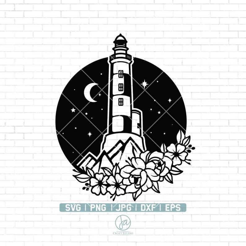 Lighthouse Svg Floral Lighthouse Svg Island Lighthouse Svg - Etsy