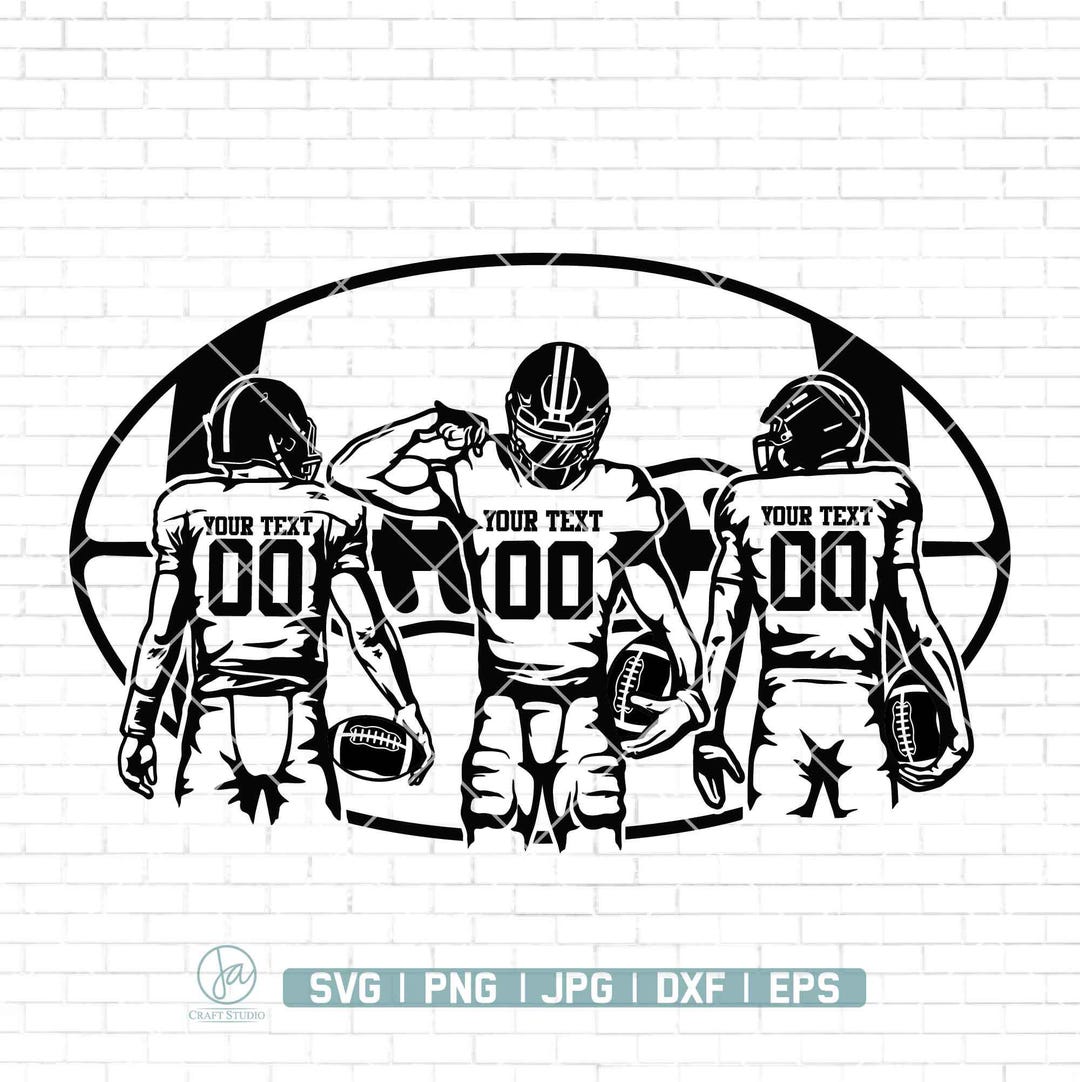 Three Football Players Svg | Personalized Name | Football Name Svg ...