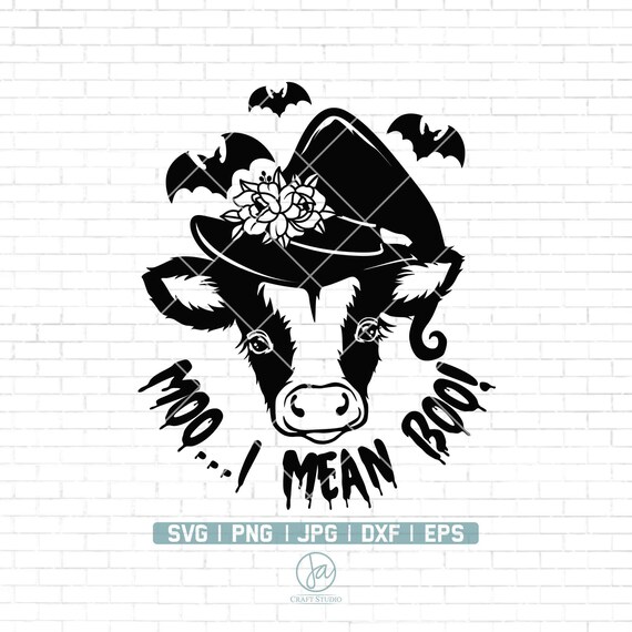 Moo I Mean BOO Svg Cute Cow Svg Halloween Svg Floral Cow - Etsy