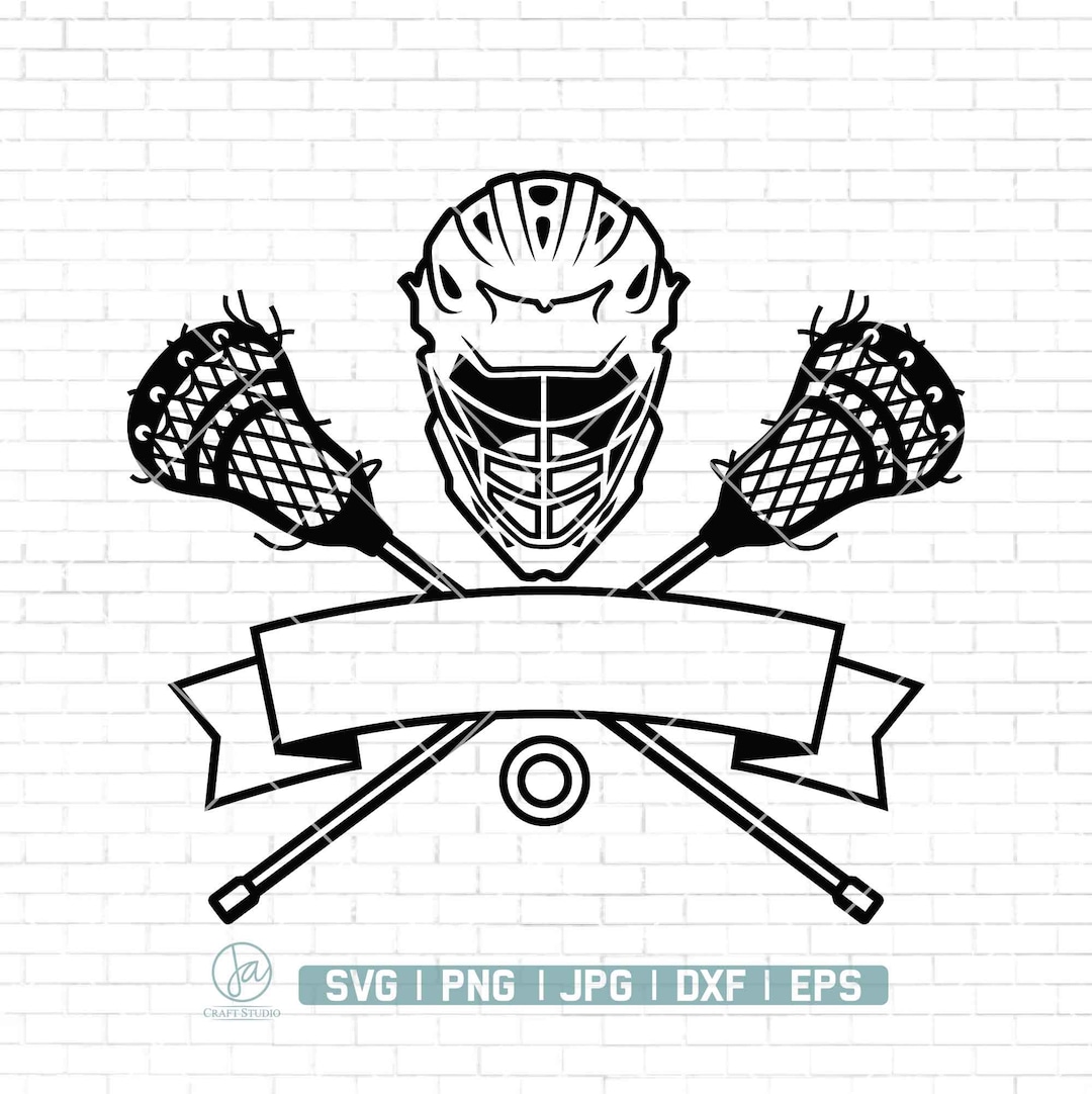 Sports Clipart, Split Crossed Lacrosse Sticks and Ball Space for Name ...