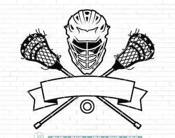 Sports Clipart: Split Crossed Lacrosse Sticks and Ball Space for Name ...