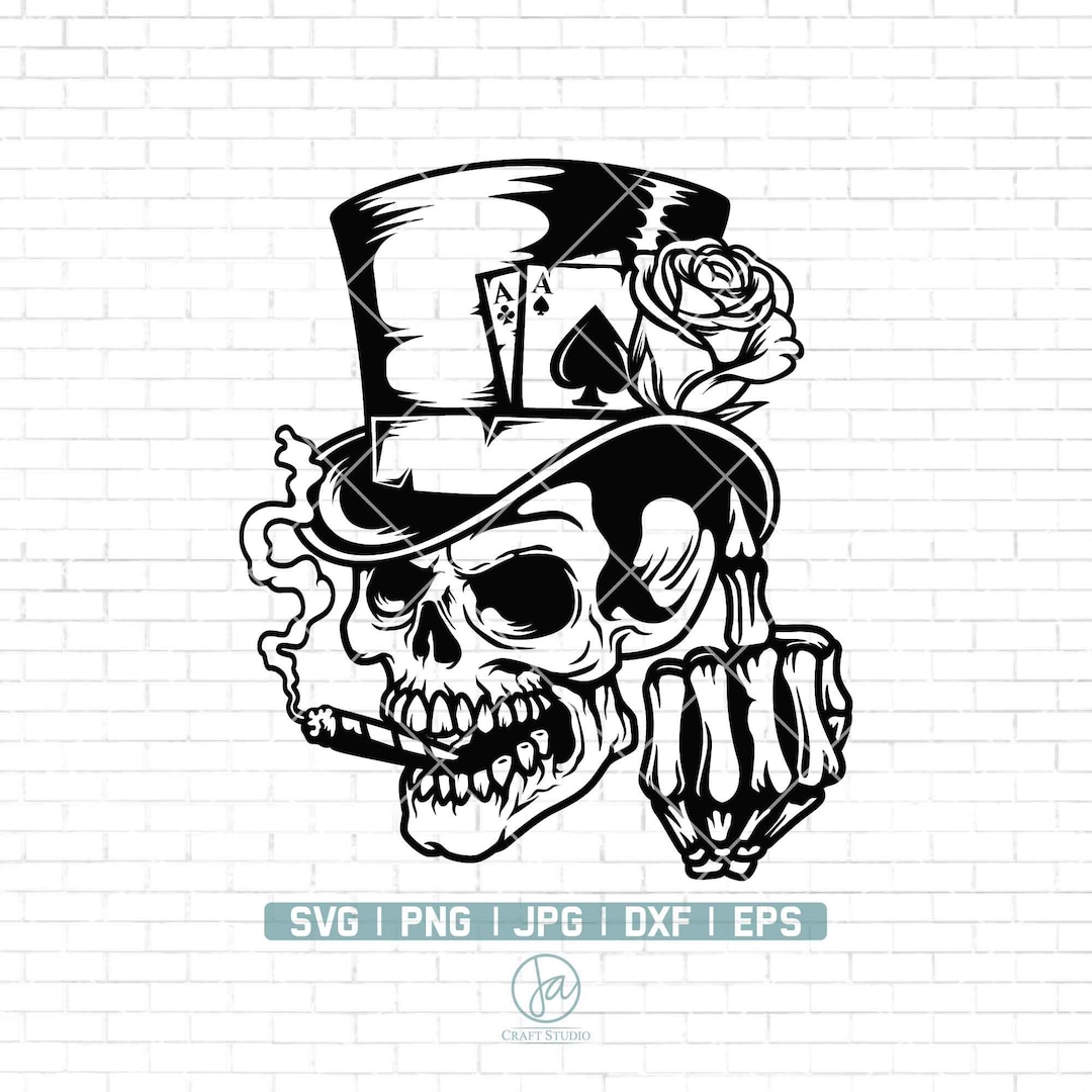 Skull Gambler Svg | Royal Flush Svg | Poker Svg | Playing Card Svg ...