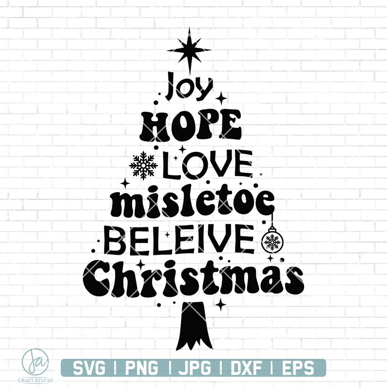 Christmas Tree SVG | Joy Svg | Hope Svg | Love Svg | Christmas Shirt ...