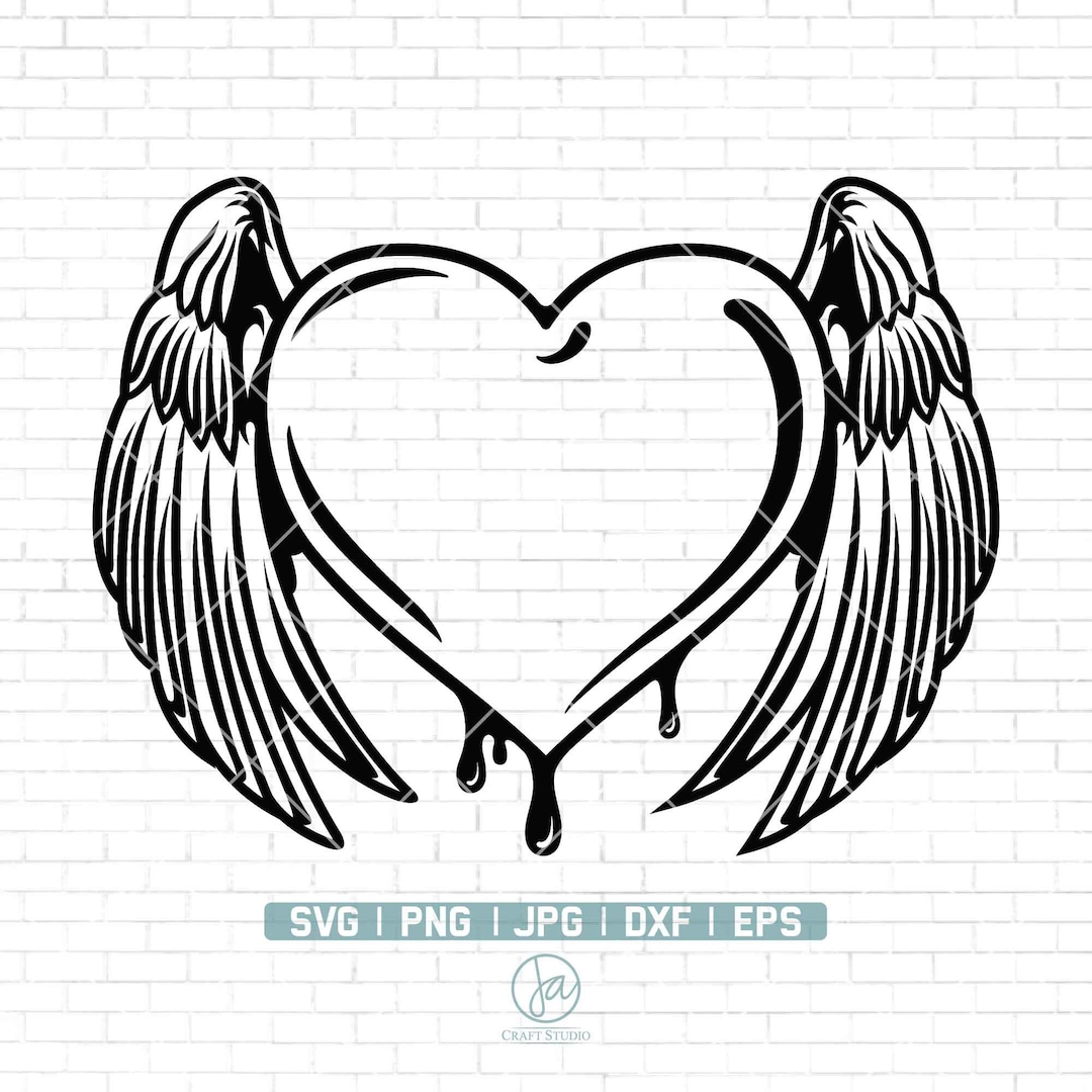 Angel Wings Svg | Wings Svg | Memorial Svg | Heart Angel Svg | Angel ...
